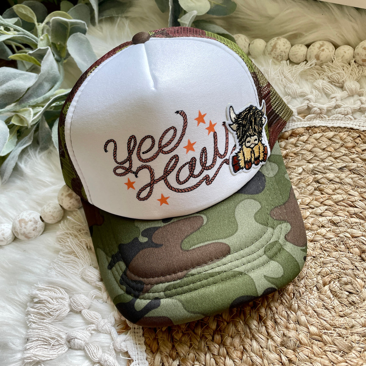 Highland Cow Patched Yeehaw Hat – Mitzi's Pretties